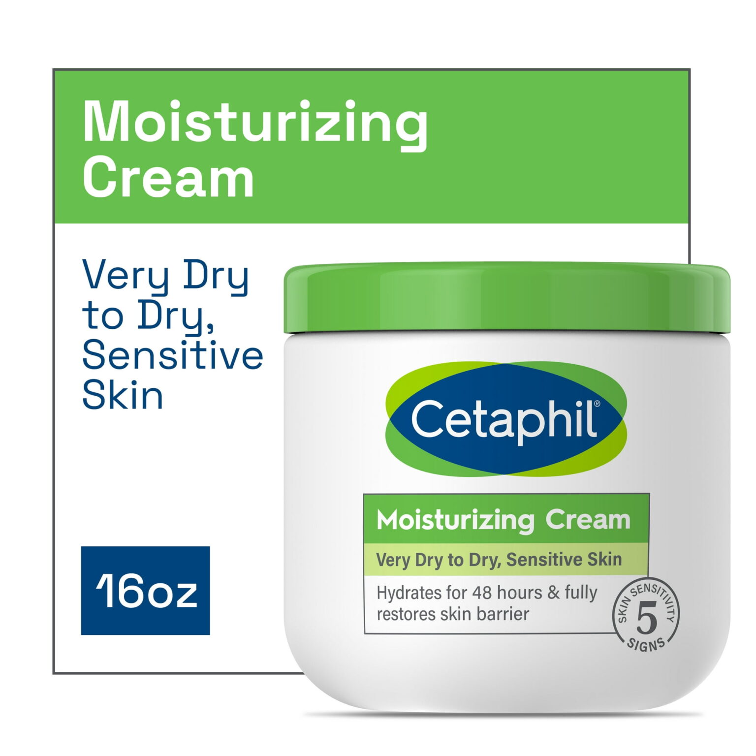 Cetaphil Moisturizing Cream for Dry to Very Dry, Sensitive Skin, 16 oz ...