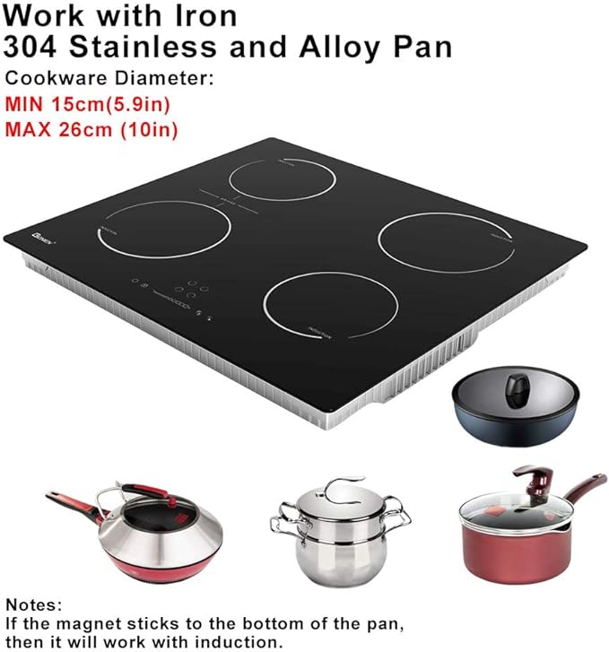 GIONIEN Plug-in Induction Hob 13 Amp 2800W Integrated Electric Cooktop ...
