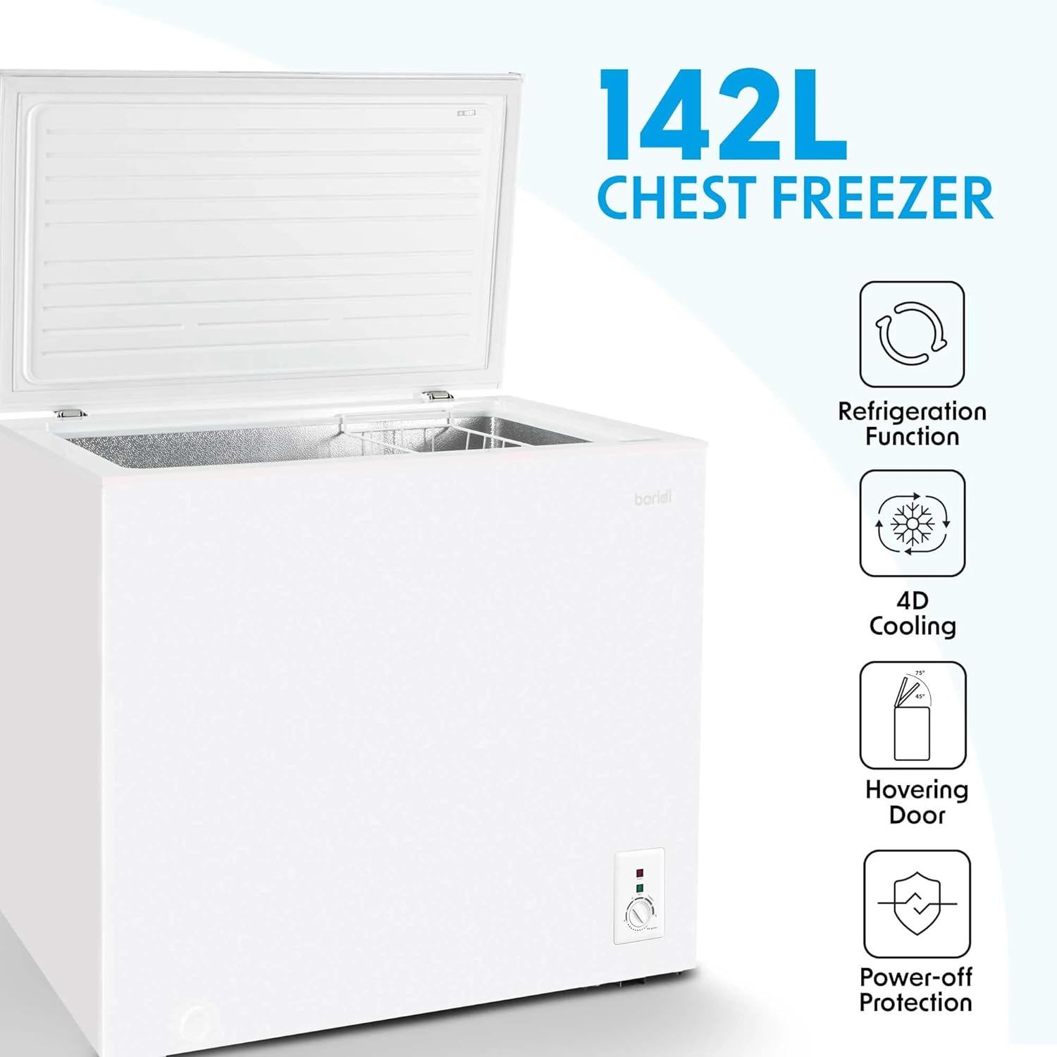 Baridi Freestanding Chest Freezer, 142L Capacity - itFRESH